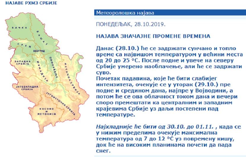 Veliki vremenski preokret: Od sutra temperatura pada za 20 stepeni, a ...
