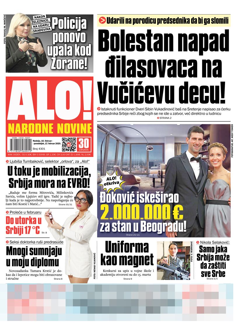 NASLOVNE STRANE DANAŠNJIH NOVINA: Prelistavanje štampe za nedelju, 16 ...