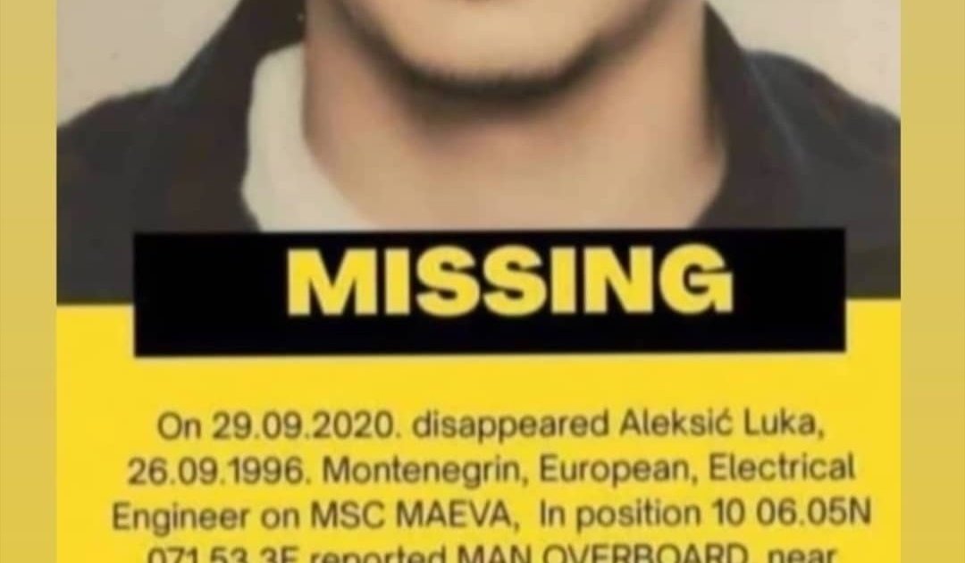 Pomorac Luka Aleksić nestao sa broda u Šri Lanki - Telegraf.rs