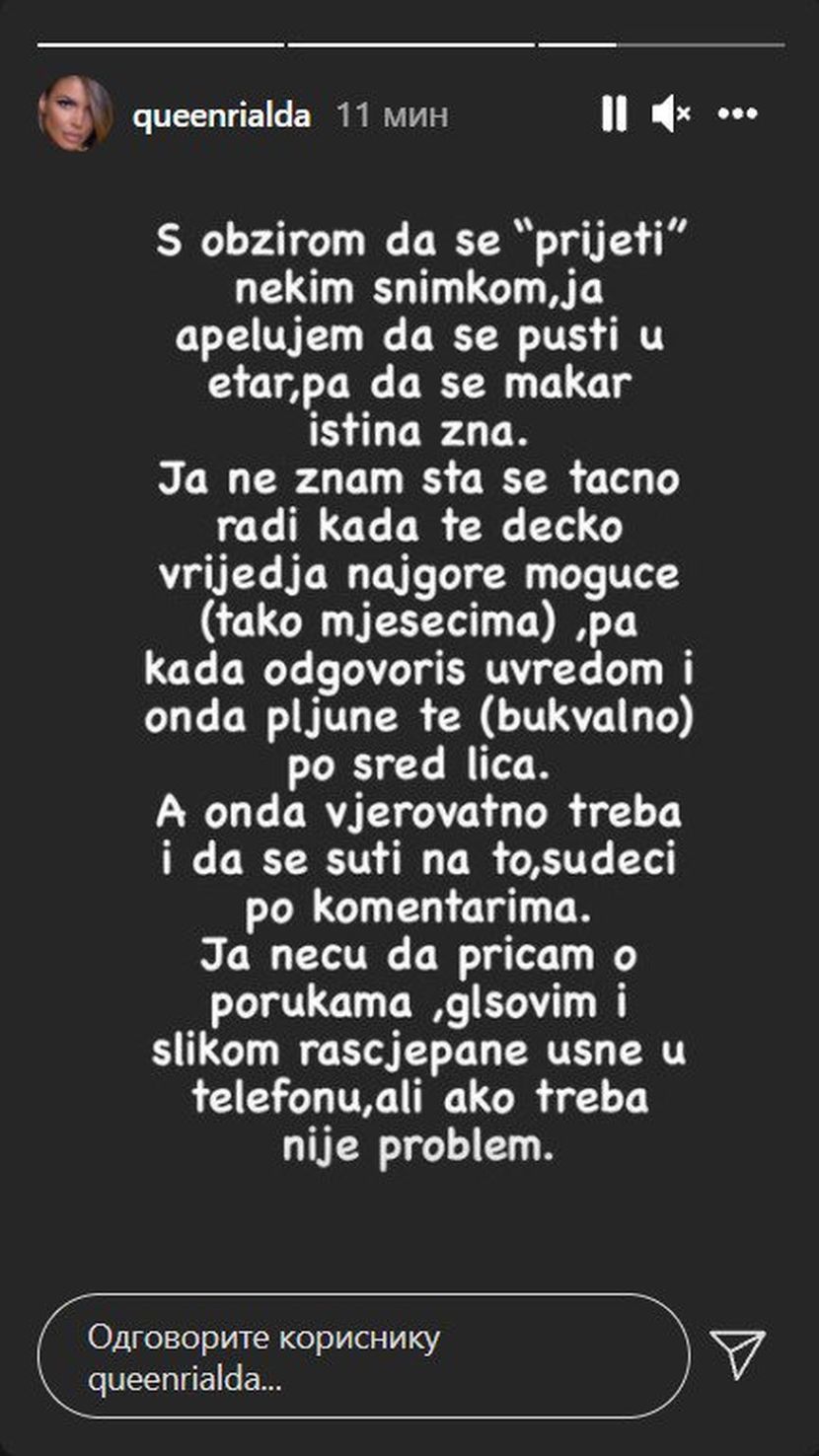 Rialda se oglasila nakon što je Kenan zapretio snimkom: Strasti se ne ...