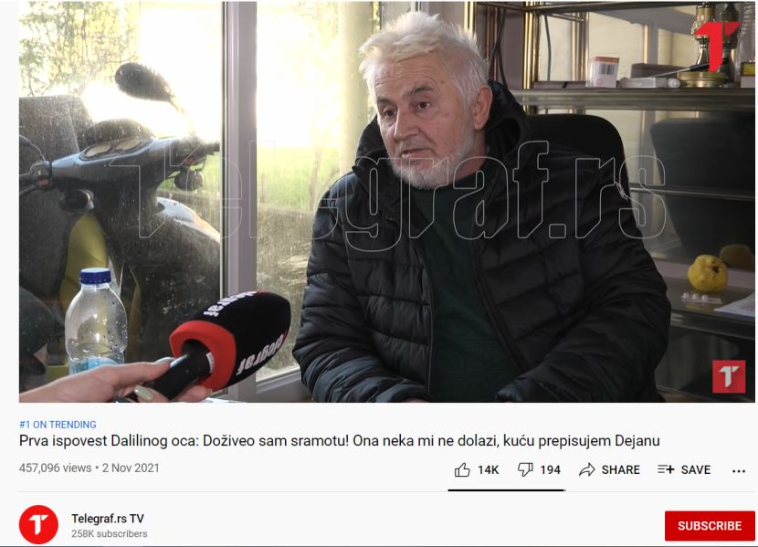 Potresna ispovest oca Dalile Dragojević 1. u trendingu u čak 3 zemlje, za samo 16 sati - Telegraf.rs