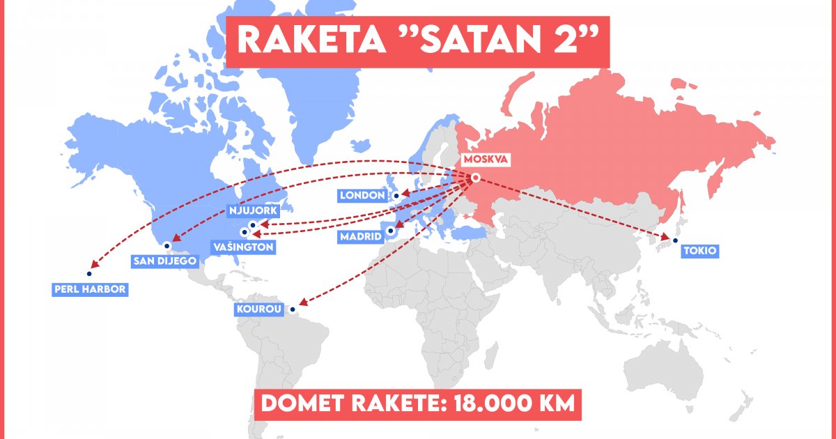 Putinov "Satan 2" je pretnja za ceo svet: Ovo je domet monstruoznog ...