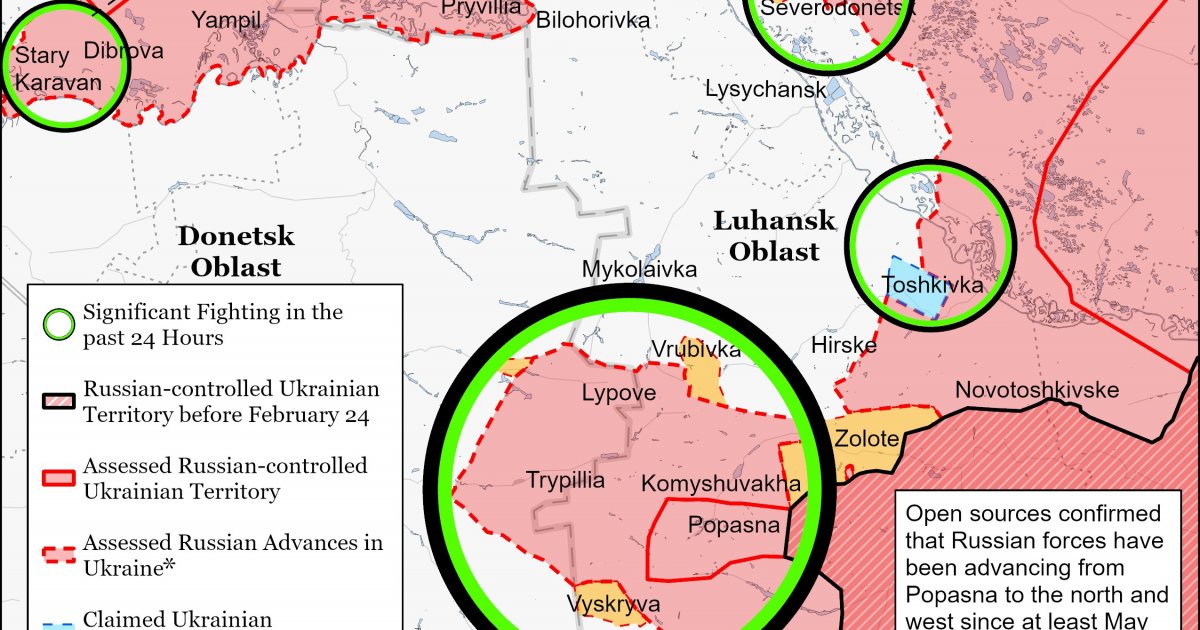Nova karta sukoba u Ukrajini: Rusi imali ograničen uspeh oko Lisičanska ...
