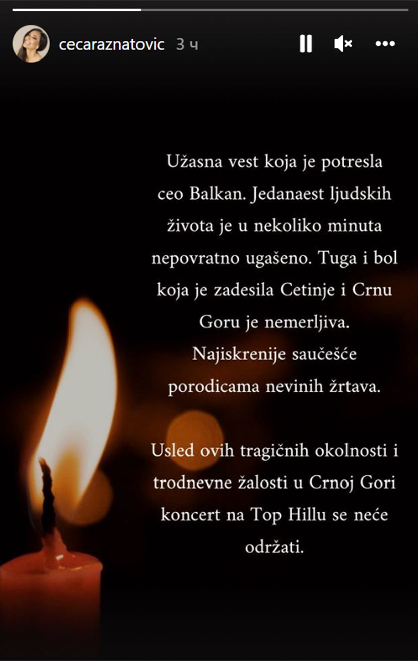 "Tuga i bol je zadesila Crnu Goru": Ceca Ražnatović otkazala koncert ...
