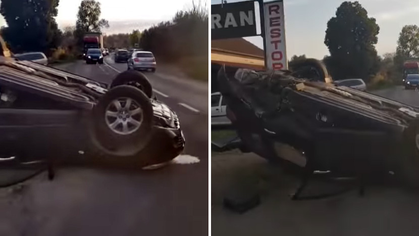 Teška nesreća na izlazu iz Čente: Automobil završio na krovu, stvorila se dugačka kolona vozila ...