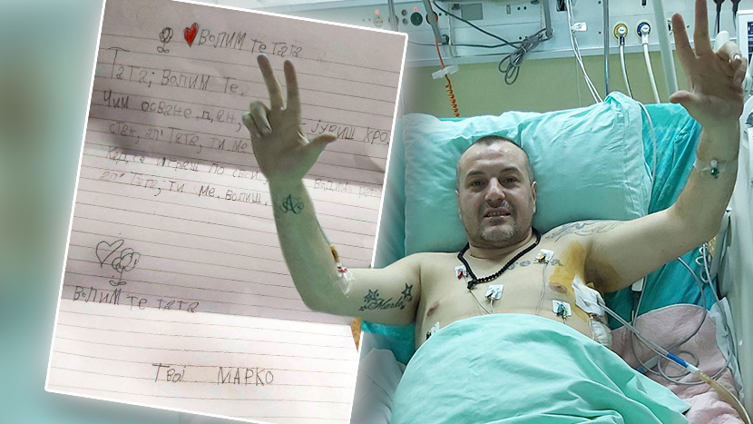 "Volim te tata, tvoj Marko": Ranjeni Miljan dobio najlepše pismo sa ...