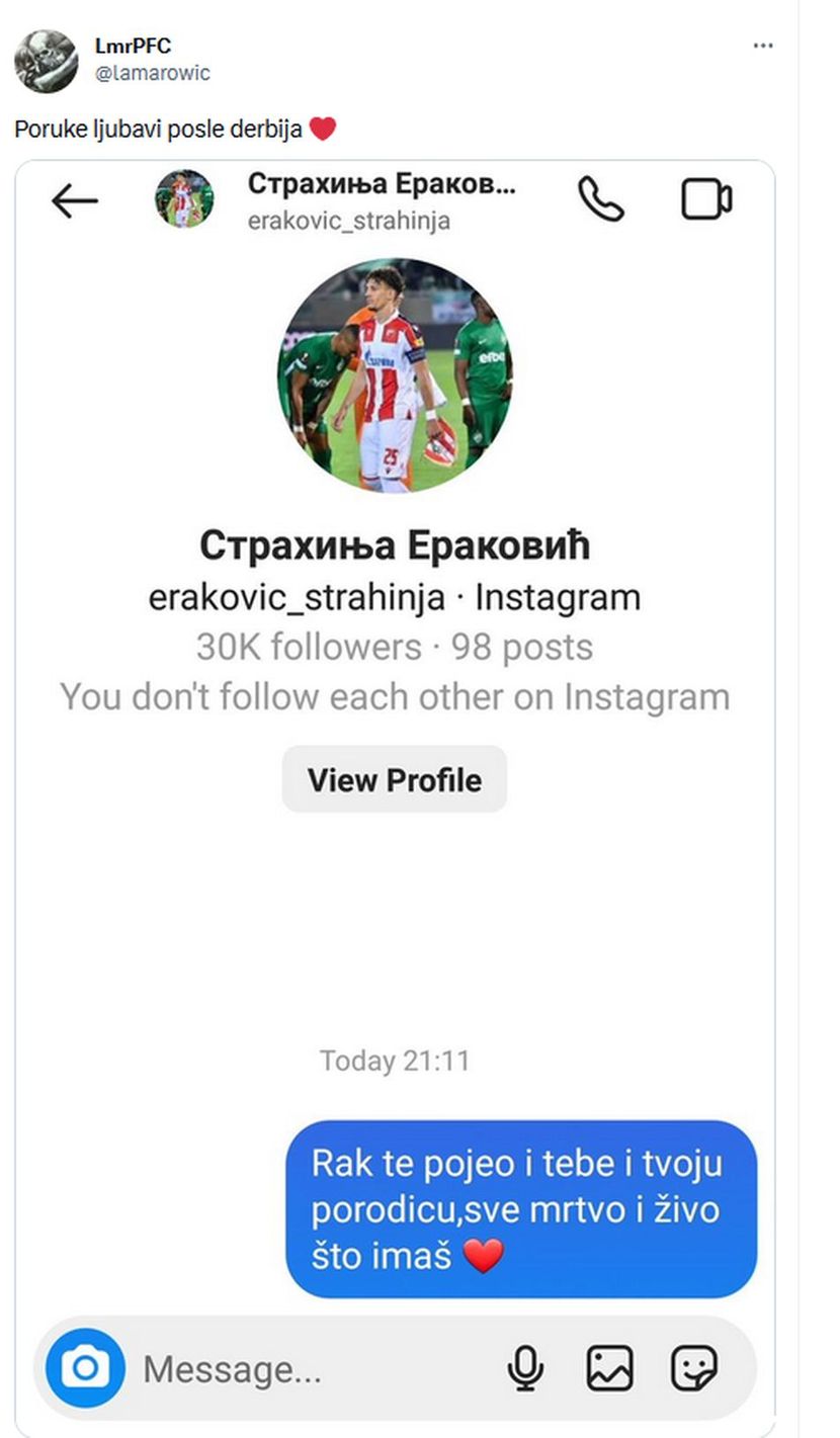 Strahinja Eraković dobio jezive poruke od Grobara - Telegraf.rs