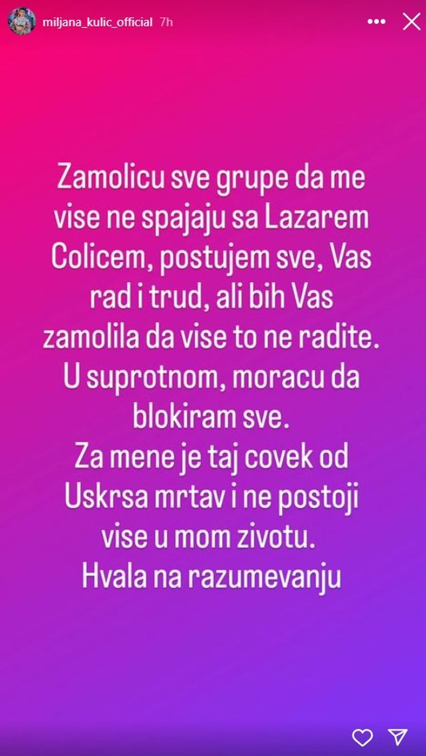 Miljana Kulić rekla da je Zola za nju mrtav - Telegraf.rs