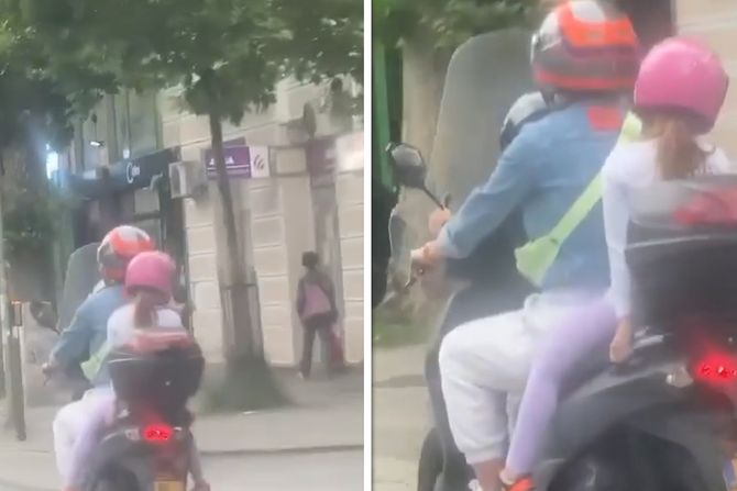 Žena vozi dvoje dece na motoru - Telegraf.rs