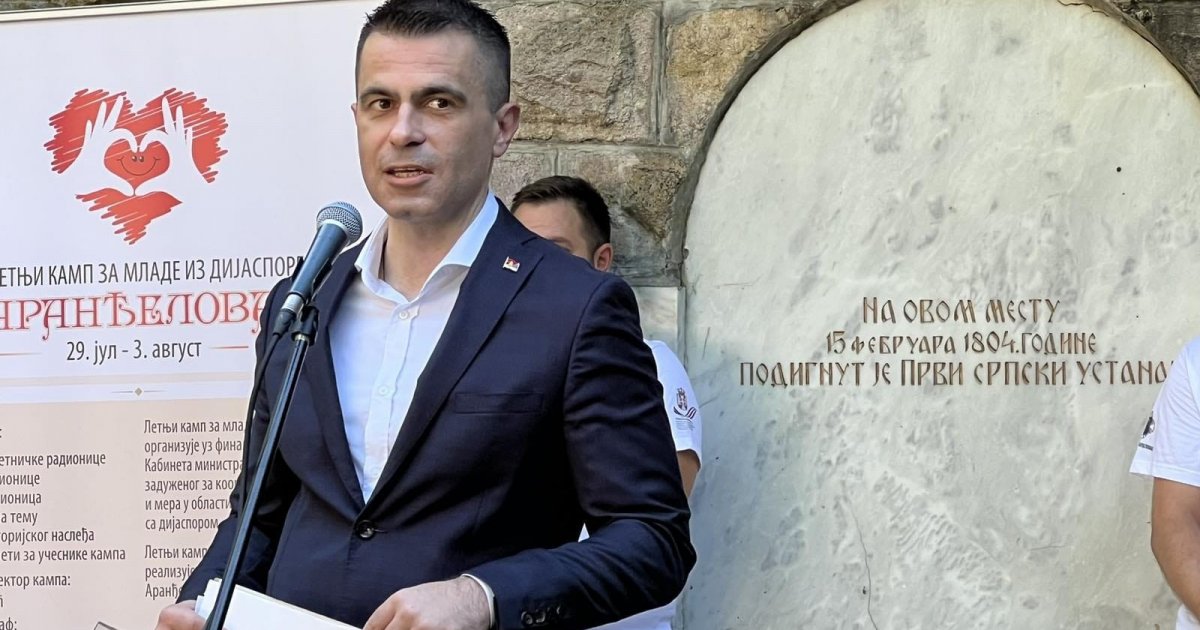 Ministar Milićević u Aranđelovcu otvorio kamp za mlade iz dijaspore ...