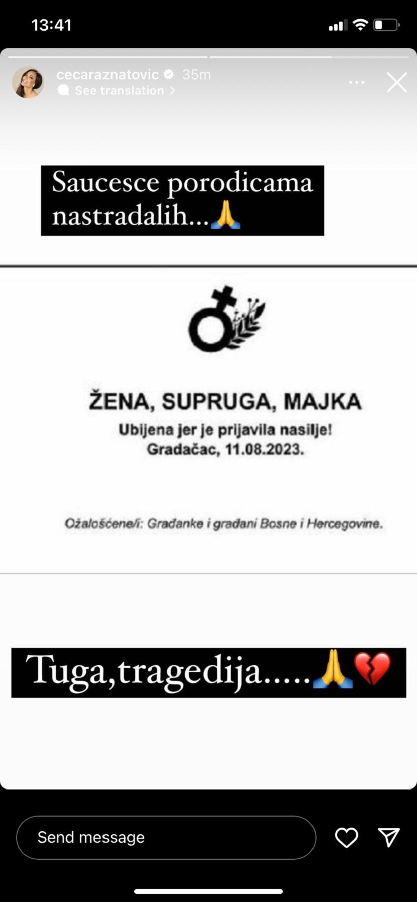 "Tuga, tragedija..." Ceca Ražnatović podelila potresnu poruku o ženi ...