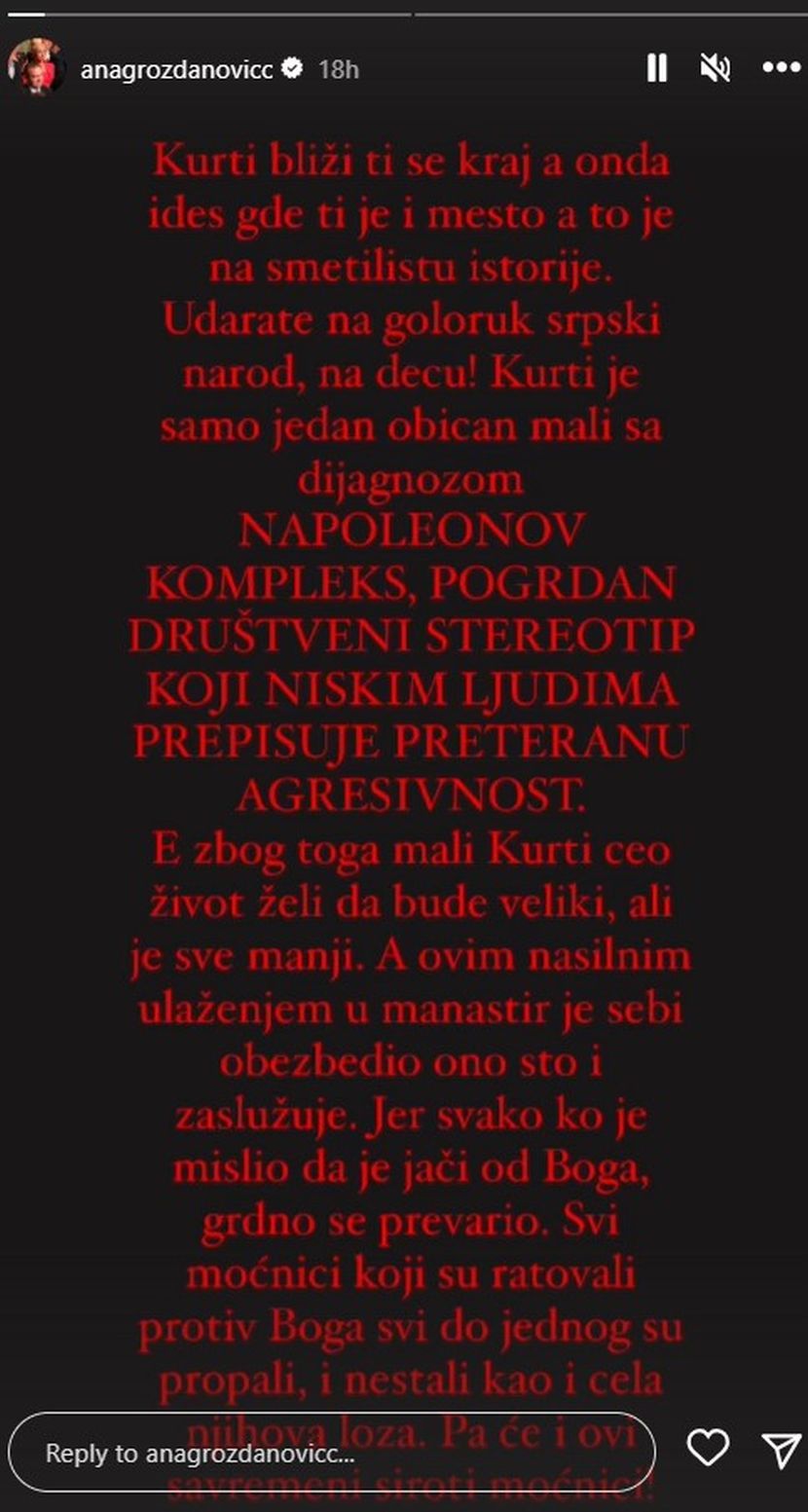 Srpska političarka besno poručila Kurtiju nakon incidenta na Kosovu - Telegraf.rs