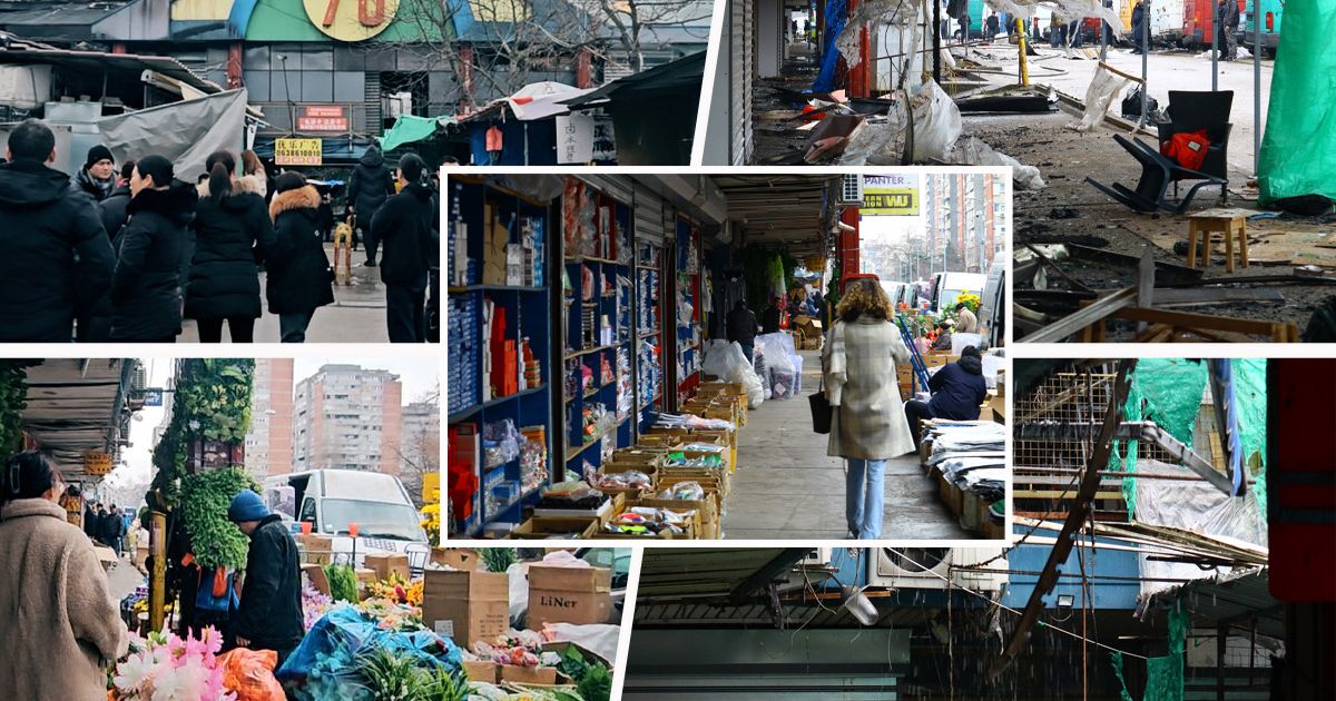 Kinezi se ne daju, prodaju robu ispred spaljenog Kineskog tržnog centra ...