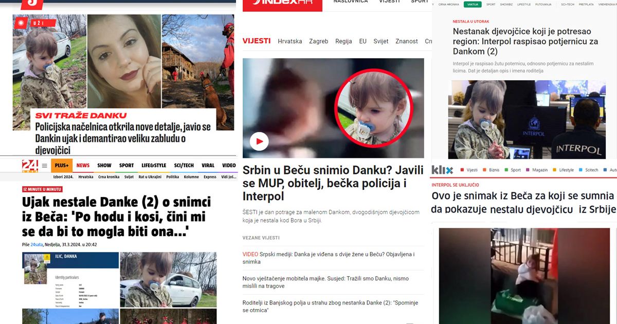 Nestala Danka (2) glavna vest u medijima u regionu: "Ako ikako pomognemo, niko neće biti ...