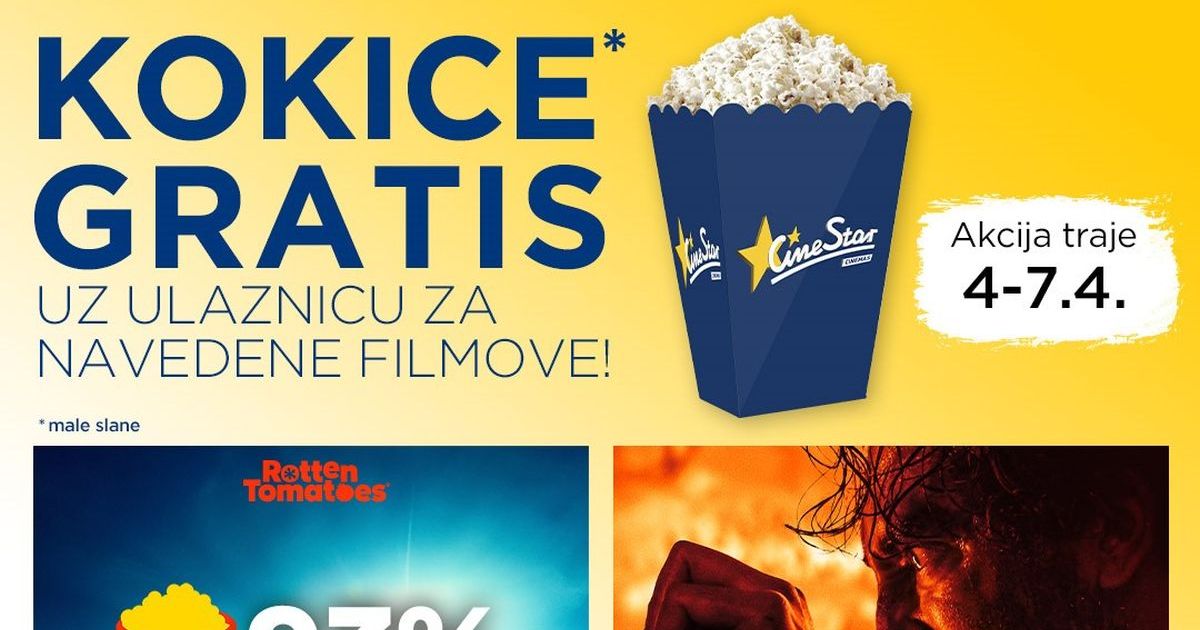 Svi u Cinestar bioskope od 4. do 7. aprila jer vas očekuju kokice ...