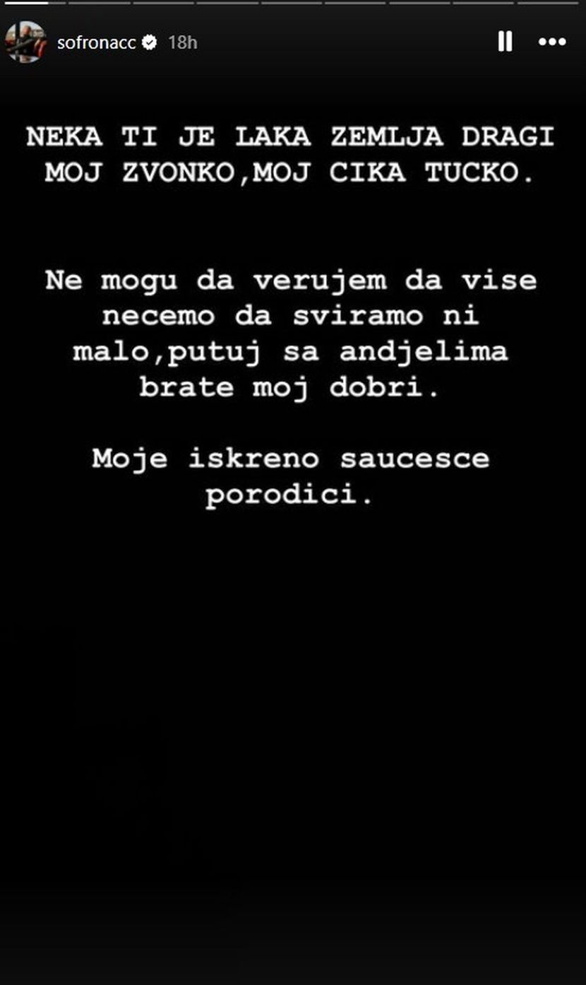 Aca Sofronijević se tužnim statusom oprostio od - Telegraf.rs