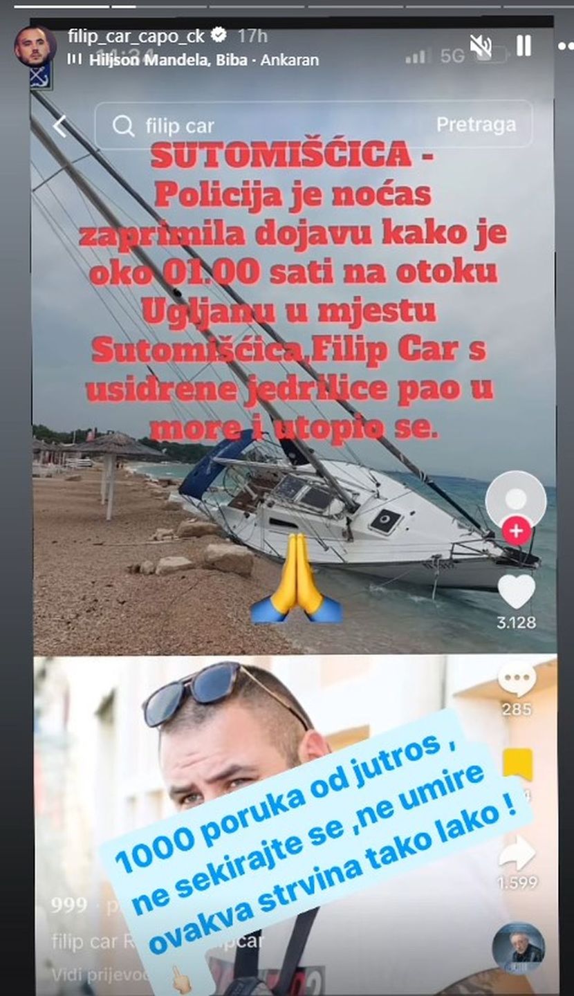 Objavljena vest da je poginuo Filip Car - Telegraf.rs