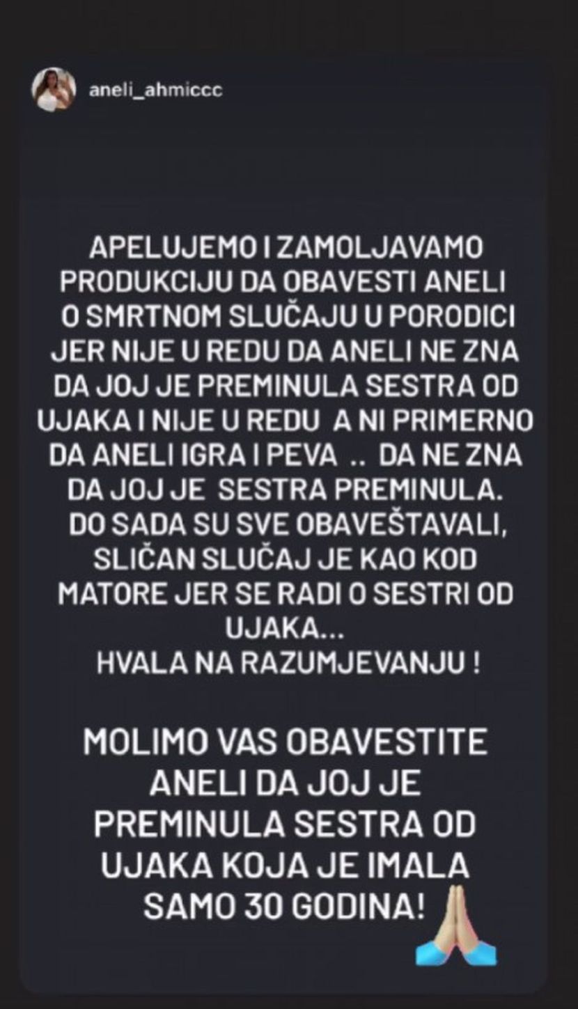 Umrla sestra Aneli Ahmić! Hitno apelovano na produkciju, stiglo ...