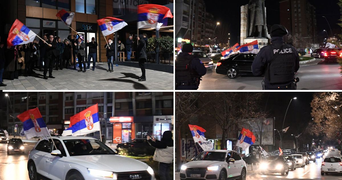 Serb List's success celebrated in Kosovska Mitrovica: People wave ...