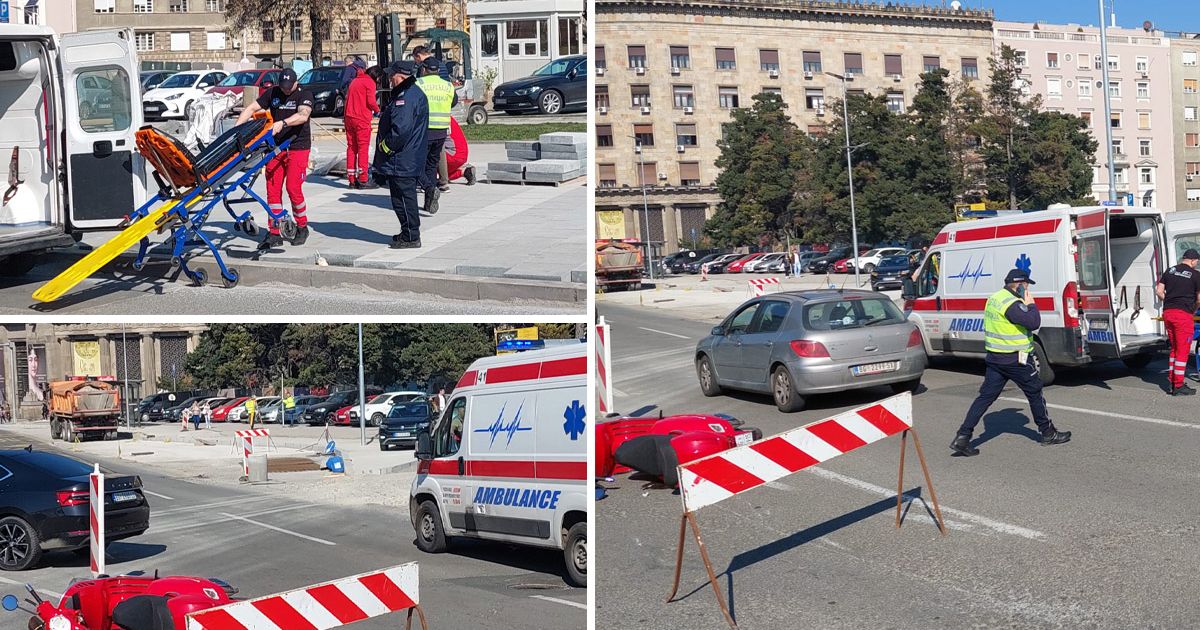 Snimak sa mesta jezive nesreće kod Skupštine! Oboren motociklista, krvavog ga prevozi Hitna ...