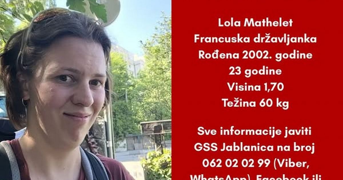 Nestala Lola (23), poslednji put bila na Čvrsnici: Sa ocem se čula pre osam dana - Vesti ...