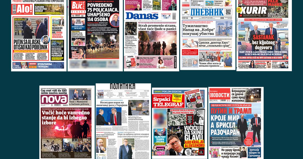 NASLOVNE STRANE DANAŠNJIH NOVINA: Prelistavanje štampe za nedelju, 17 ...