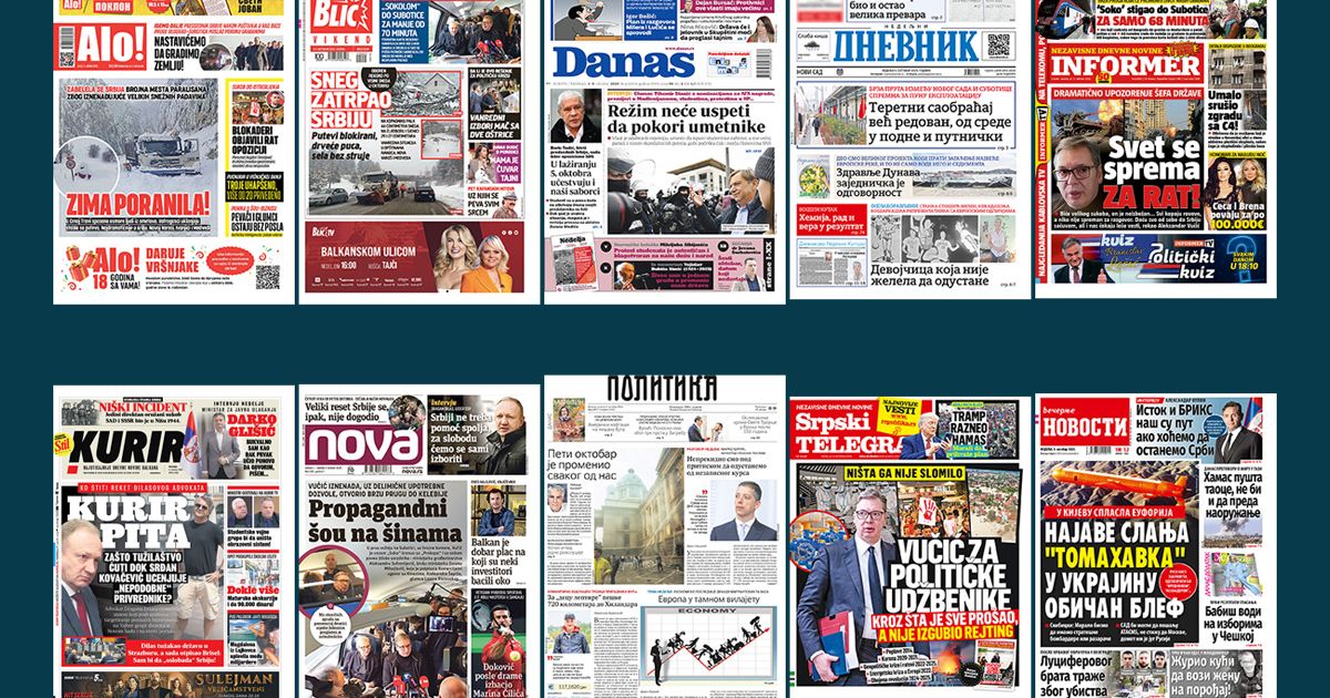 Naslovne strane današnjih novina: Prelistavanje štampe za nedelju, 5 ...