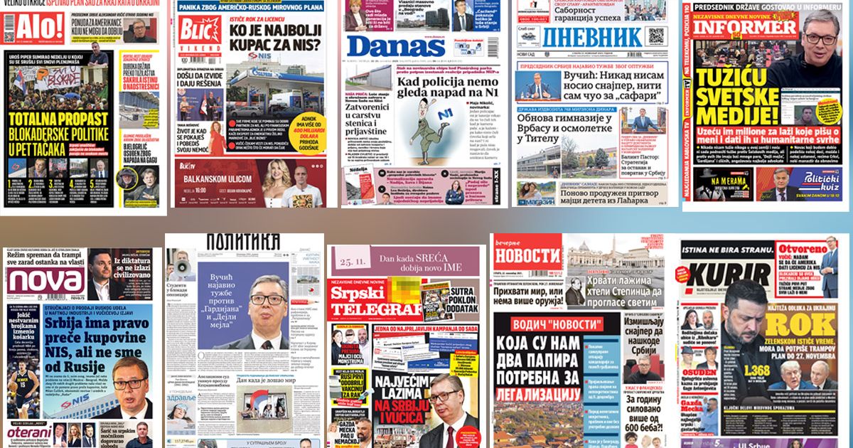 NASLOVNE STRANE DANAŠNJIH NOVINA: Prelistavanje štampe za subotu, 22 ...