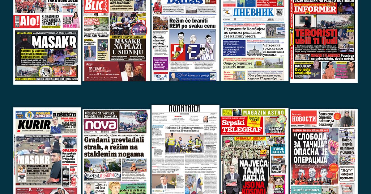 NASLOVNE STRANE DANAŠNJIH NOVINA: Prelistavanje štampe za ponedeljak ...