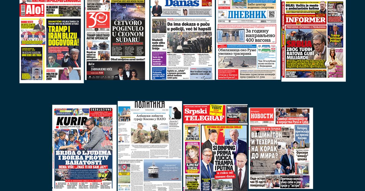 NASLOVNE STRANE SUTRAŠNJIH NOVINA: Prelistavanje štampe za četvrtak, 7 ...